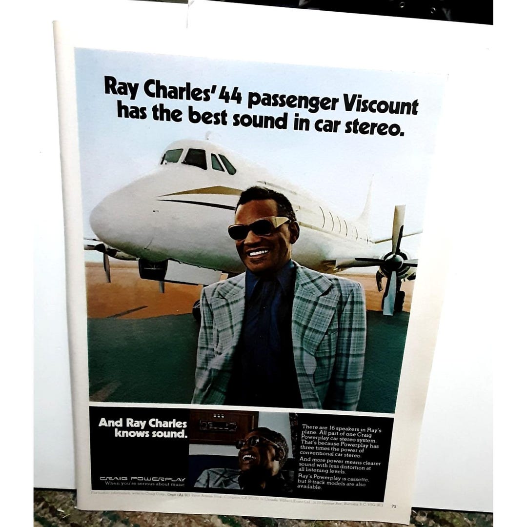 1976 Ray Charles Craig Stereo Viscount Airplane Original Print Ad ...