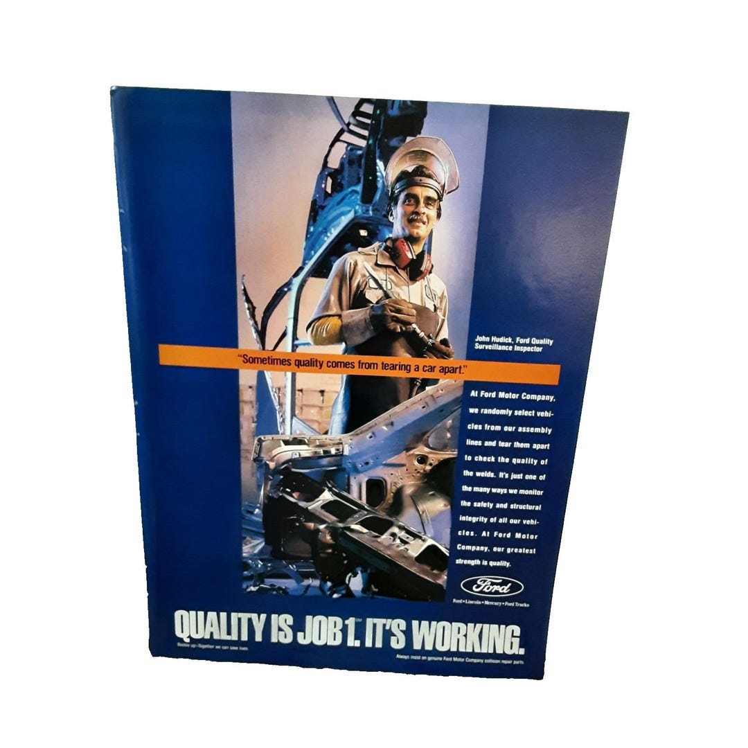 1993 Ford Motor Company Vintage Print Ad Quality is Job 1 Auto ...