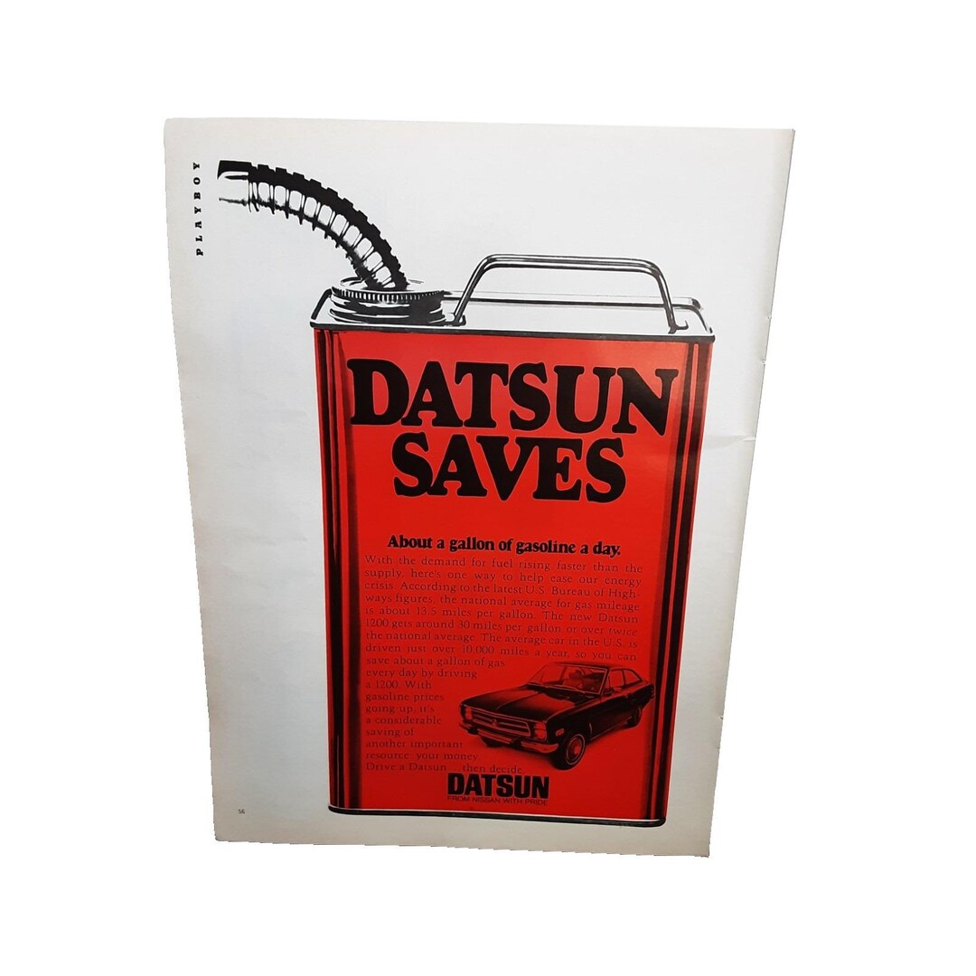 Vintage 1973 Datsun 1200 Car Gas Can Saves Print Ad Authentic - Etsy