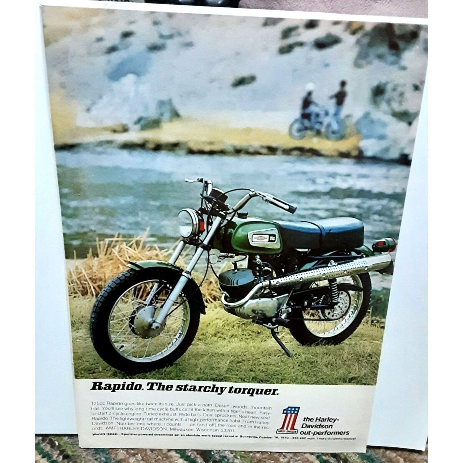 1971 Harley Davidson Rapido Original Print Ad Vintage Motorcycle Old ...