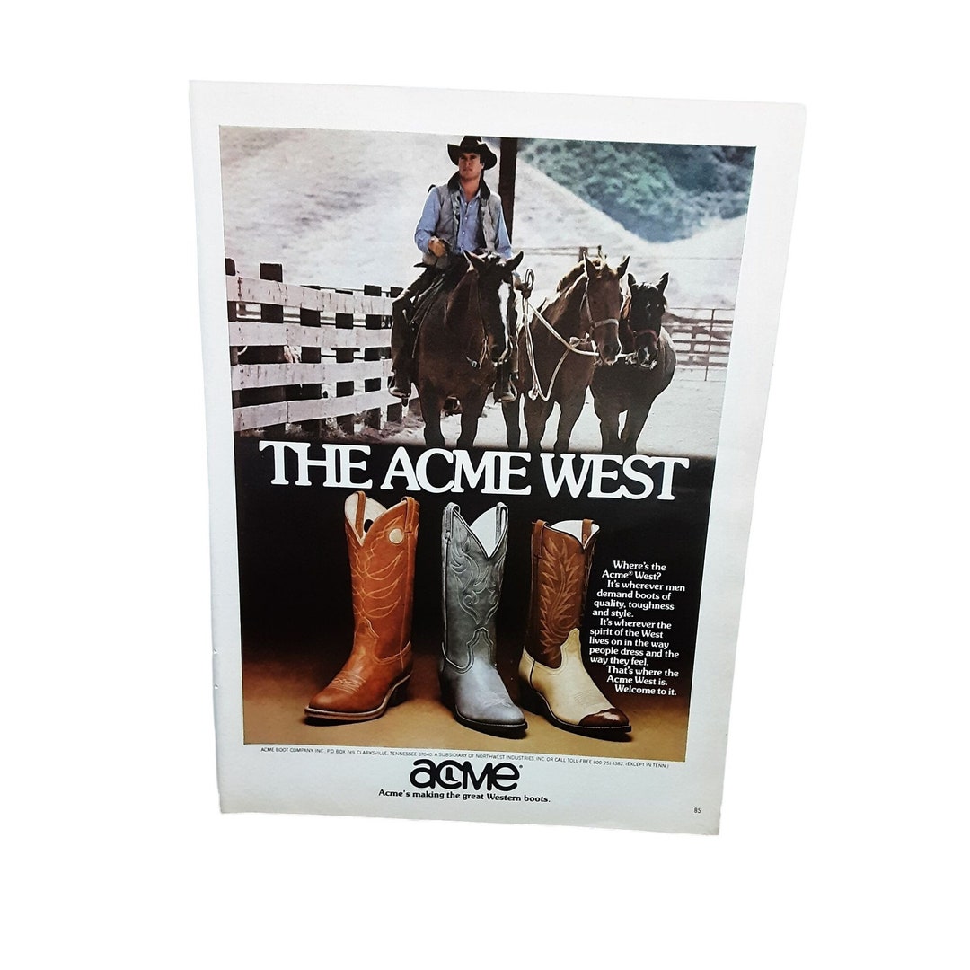 1981 Acme Western Boots Cowboy Horses Original Print Ad 80s - Etsy