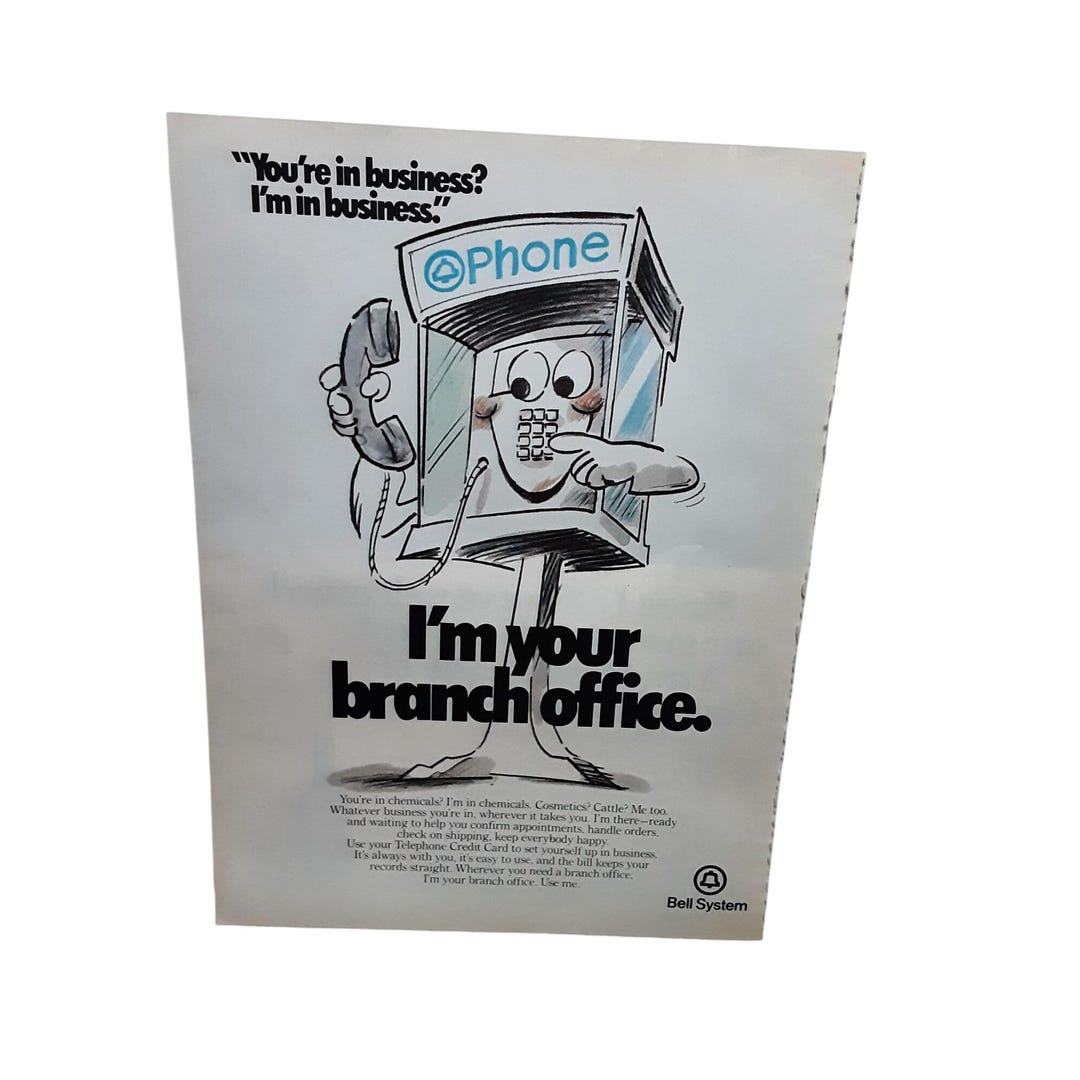 1979 Bell Telephone Im Your Branch Office Phone Original Print Ad - Etsy