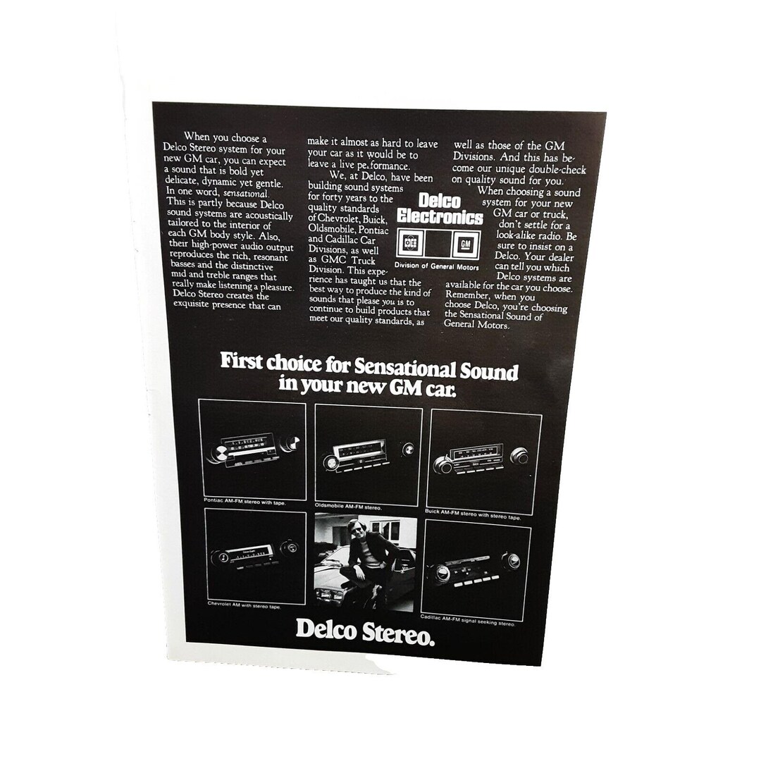 1975 GM Delco Electronics Car Stereo Chevy Buick Original Print Ad ...