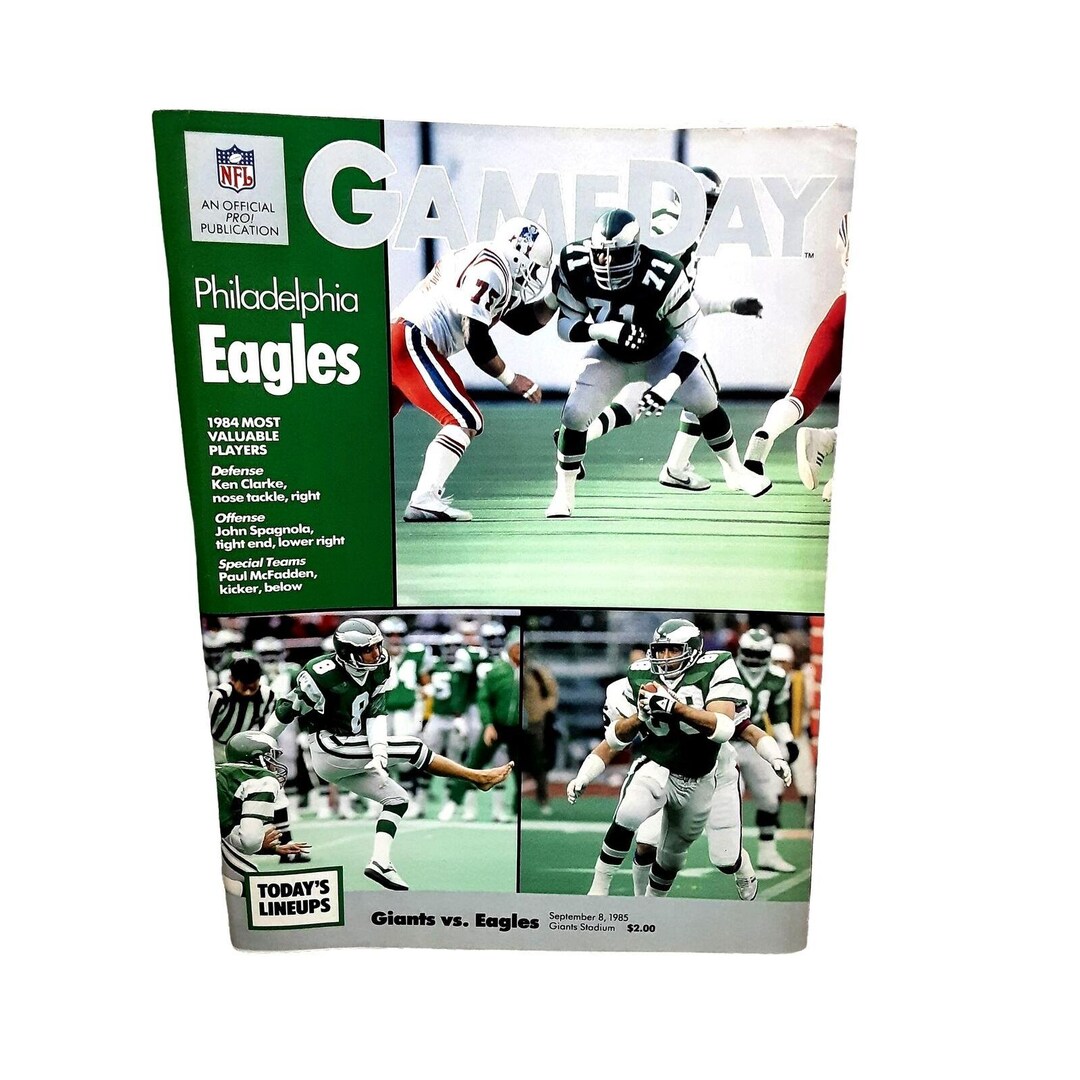 Pro Game Day Magazine Sepember 8 1985 Eagles New York Giants With ...