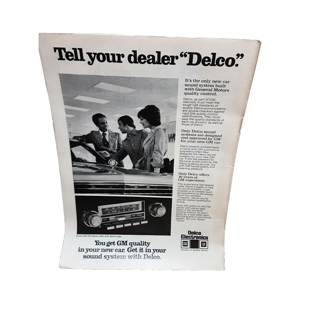 1975 GM Delco Car Stereo Sound System Original Print Ad Vintage 70s - Etsy