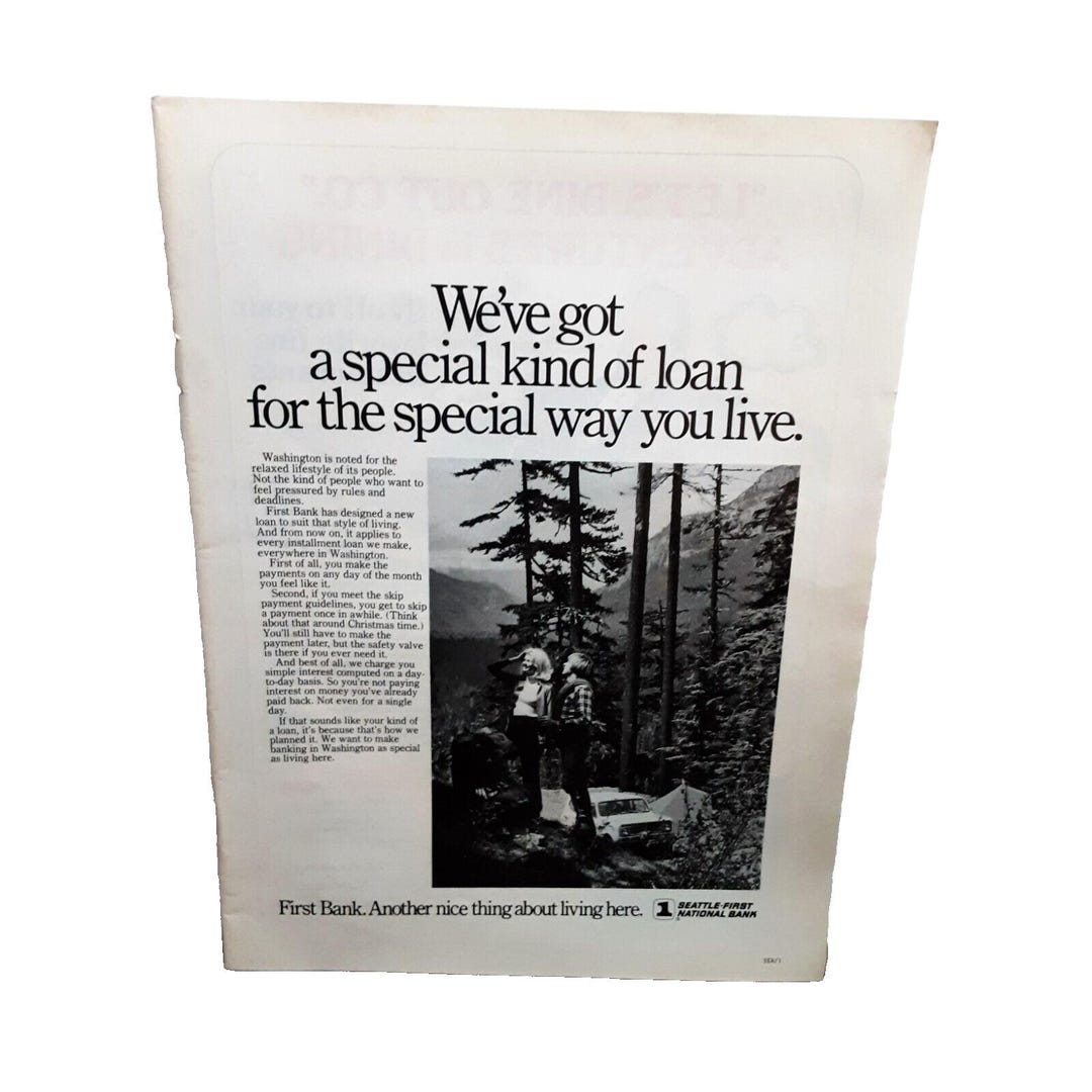 1975 Seattle First National Bank People Wilderness Original Print Ad ...