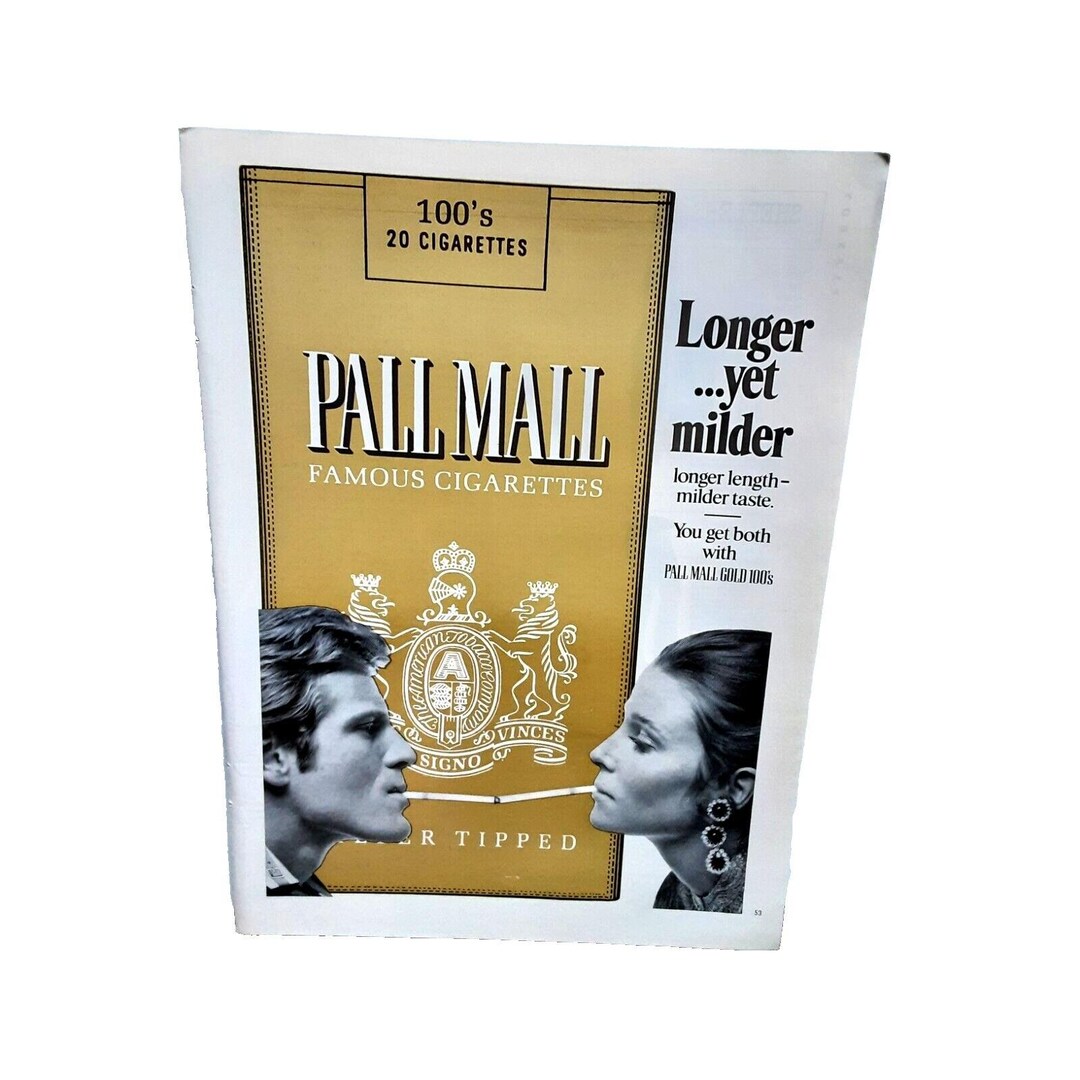 1971 Pall Mall Cigarettes Man Woman Sharing A Light Original Print Ad ...