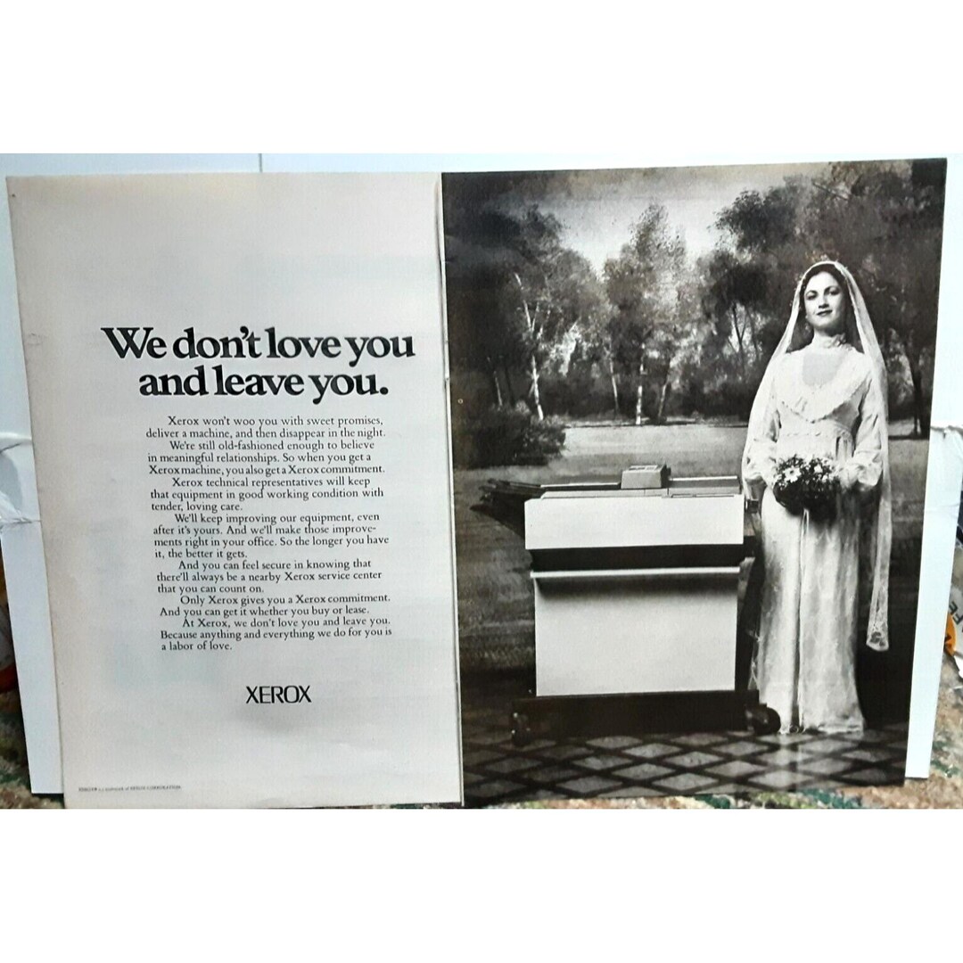 1977 Xerox Copier Bride Dont Love You and Leave You Original Print Ad Vintage - Etsy