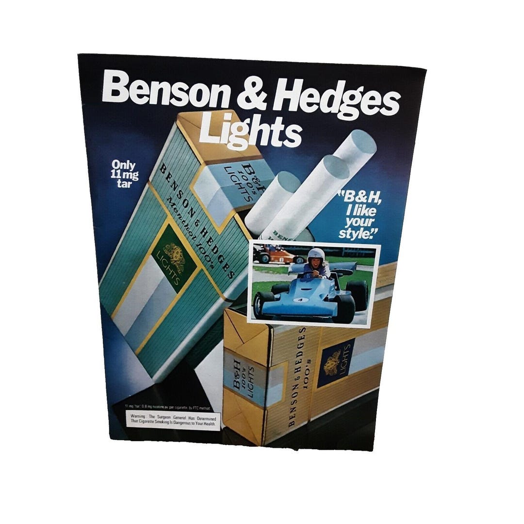 1979 Benson Hedges Light Cigarettes Mini Race Car Original Print Ad - Etsy