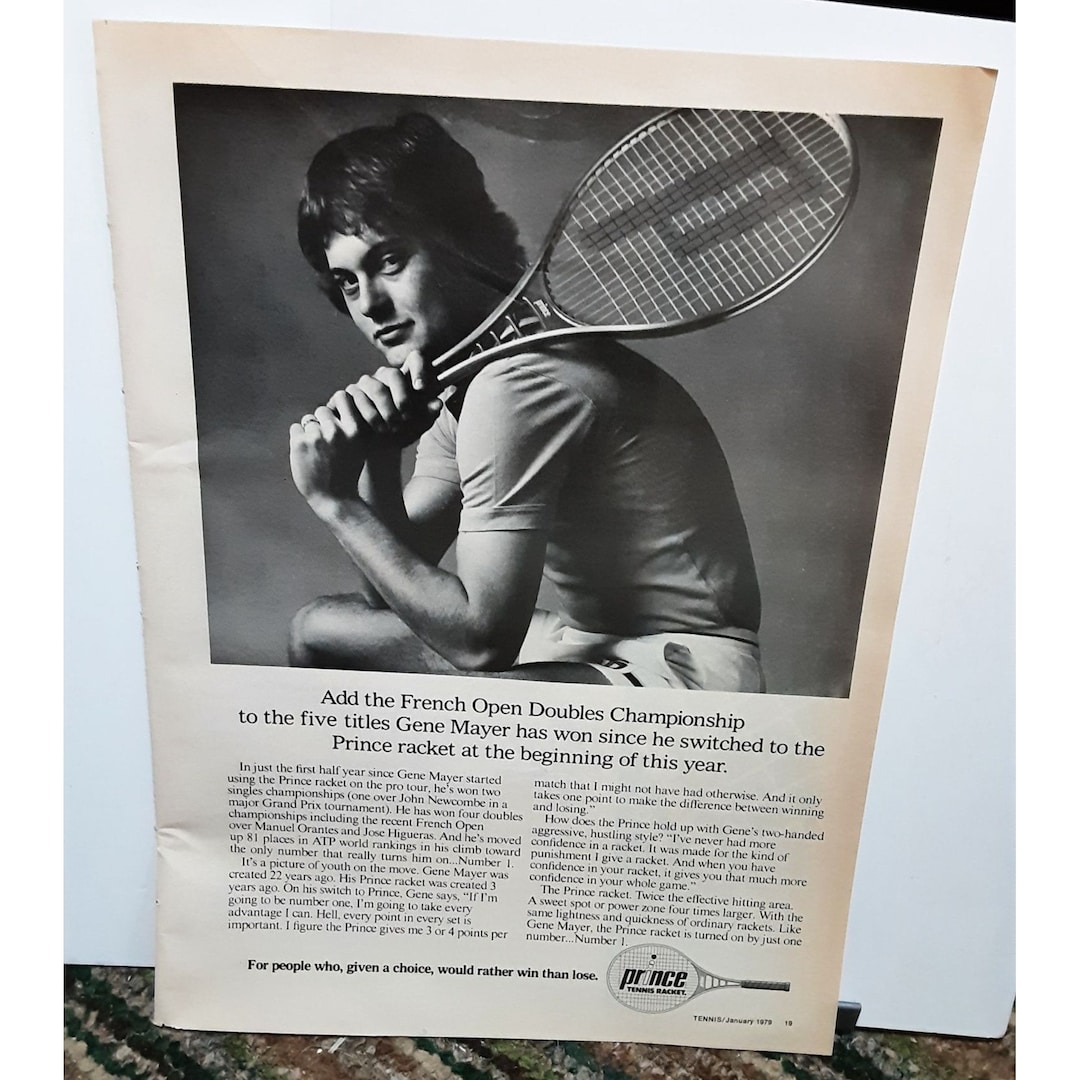 1979 Prince Gene Mayer Tennis Racquet Ad Prince Tennis Racquet - Etsy