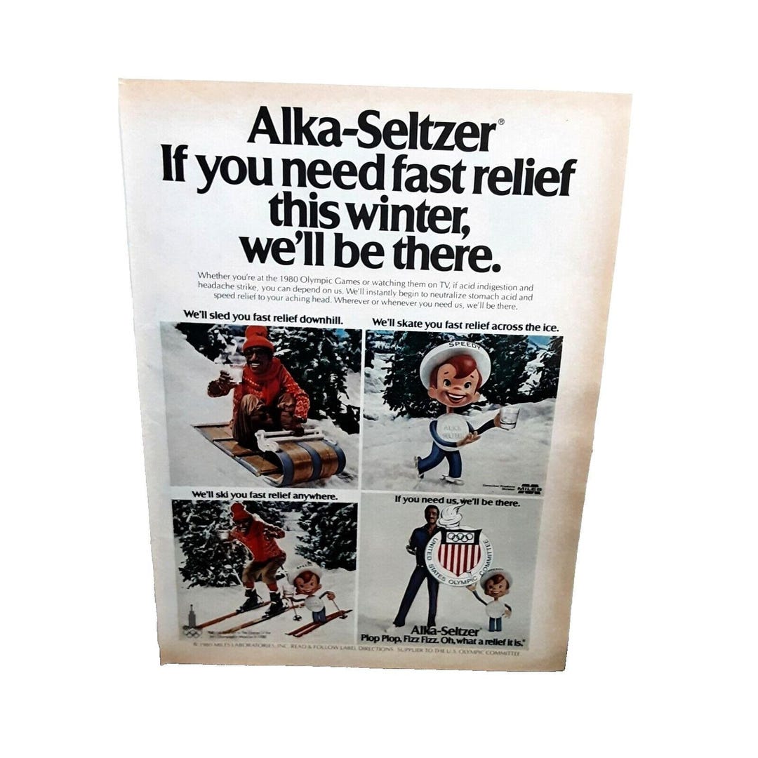 1980 Alka Seltzer Sammy Davis Jr Winter Oiympics Original Print Ad ...