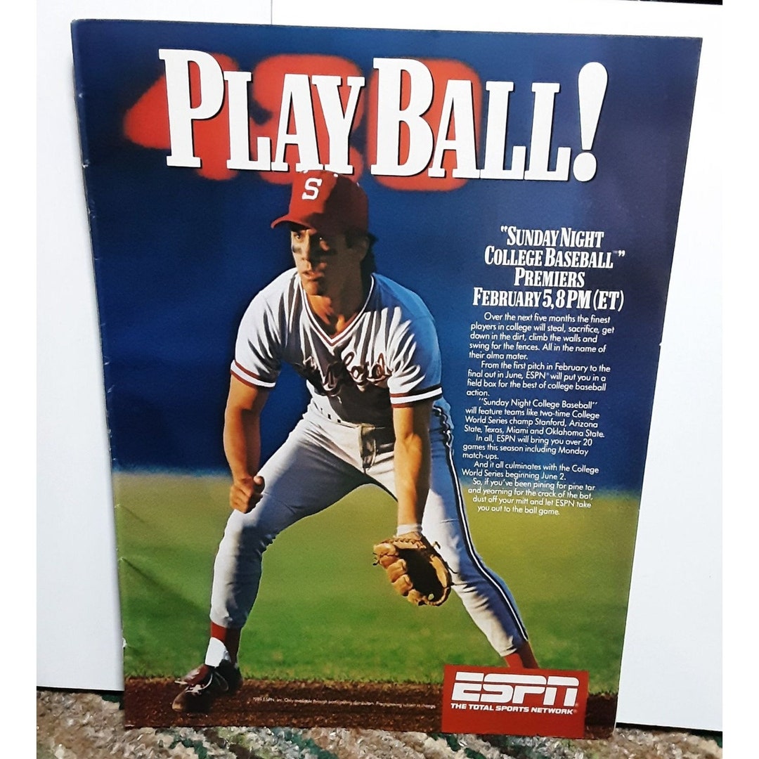 1989 ESPN College Sunday Night Baseball Stanford Cardinal Original ...