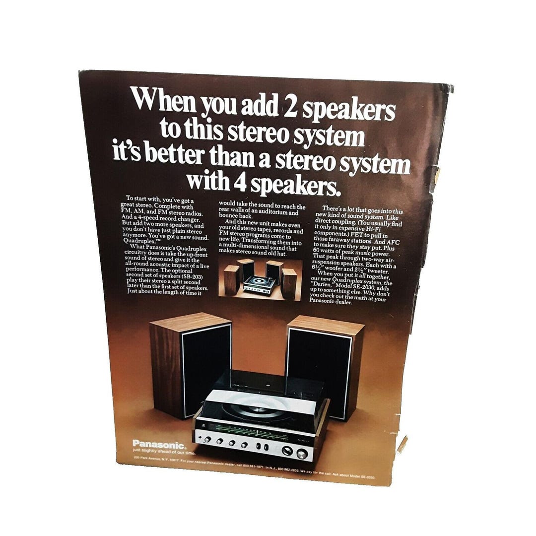1971 Panasonic Stereo System Add 2 Speakers Original Print Ad Vintage ...