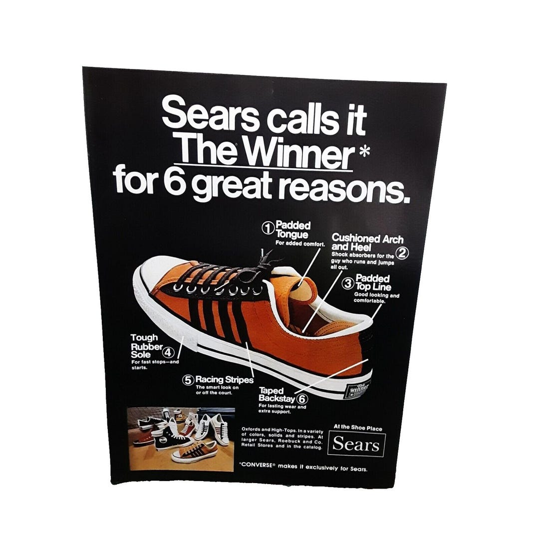 1973 Sears Converse the Winner Shoes Original Print Ad 70s - Etsy