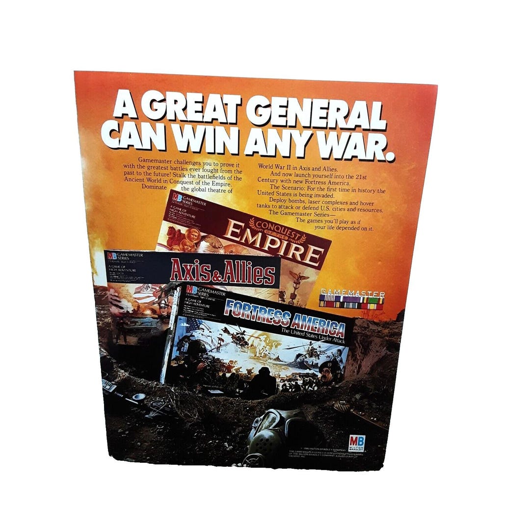 1986 Milton Bradley Axis Allies Fortess Games Original Vintage Print Ad ...
