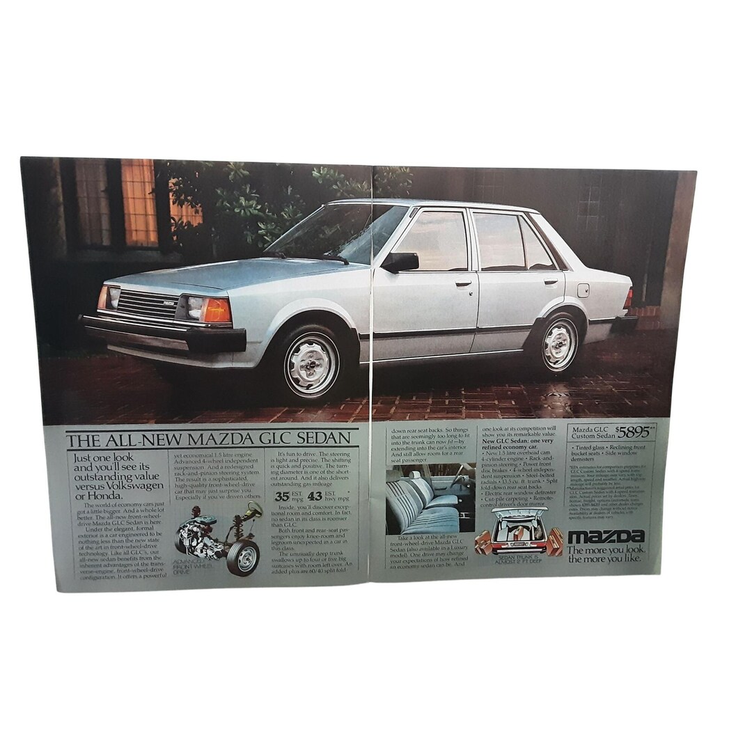 1981 Mazda GLC Sedan Vintage Print Ad Economy Car Value Vs VW Honda 43 ...