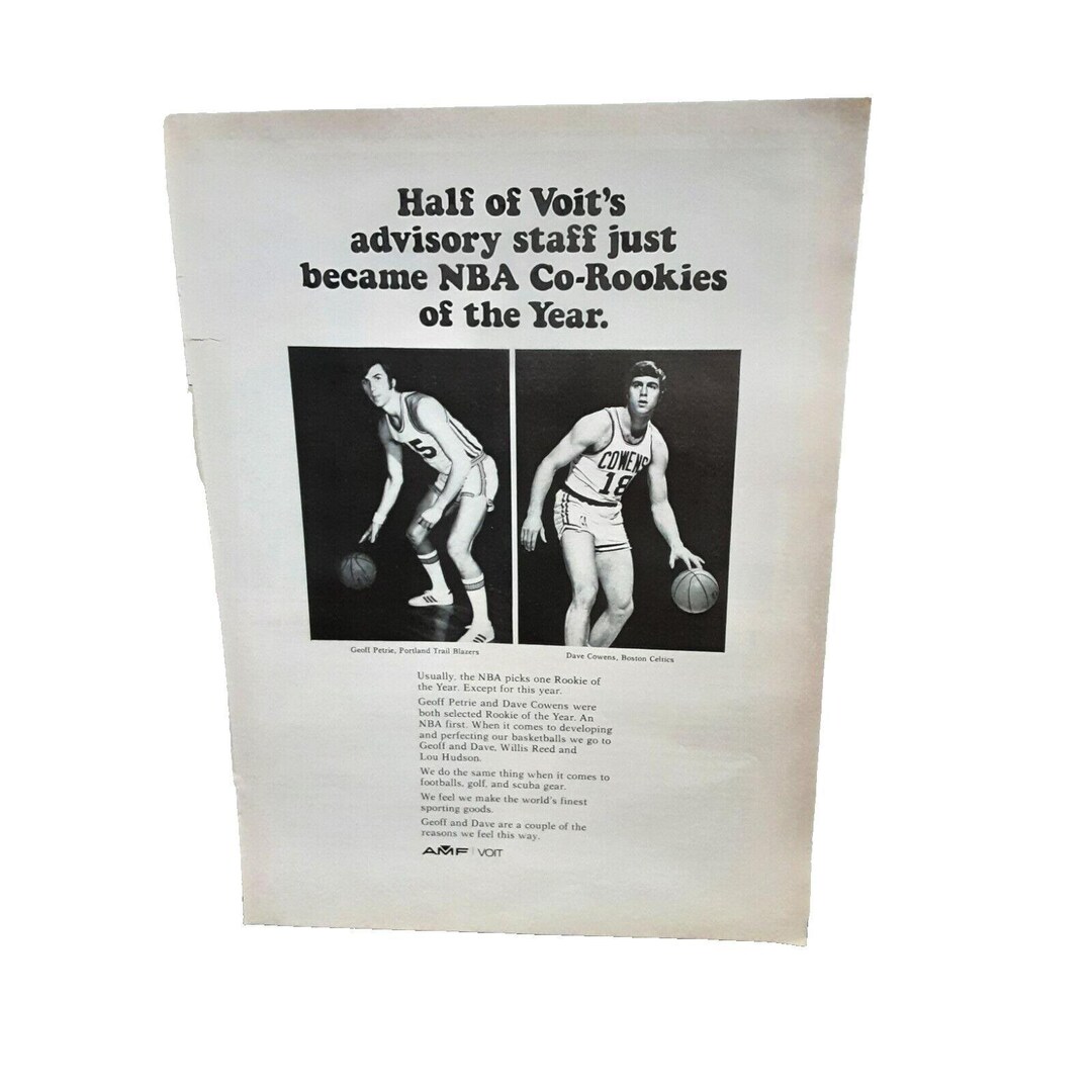 1971 AMF Voit Basketball Co Rookies of Year Dave Cowens Original Print ...