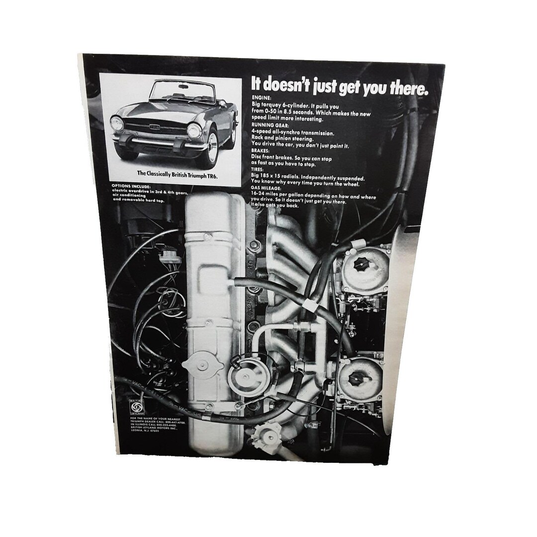 Vintage 1974 Triumph TR6 Print Ad Classic British Roadster 6-cylinder ...