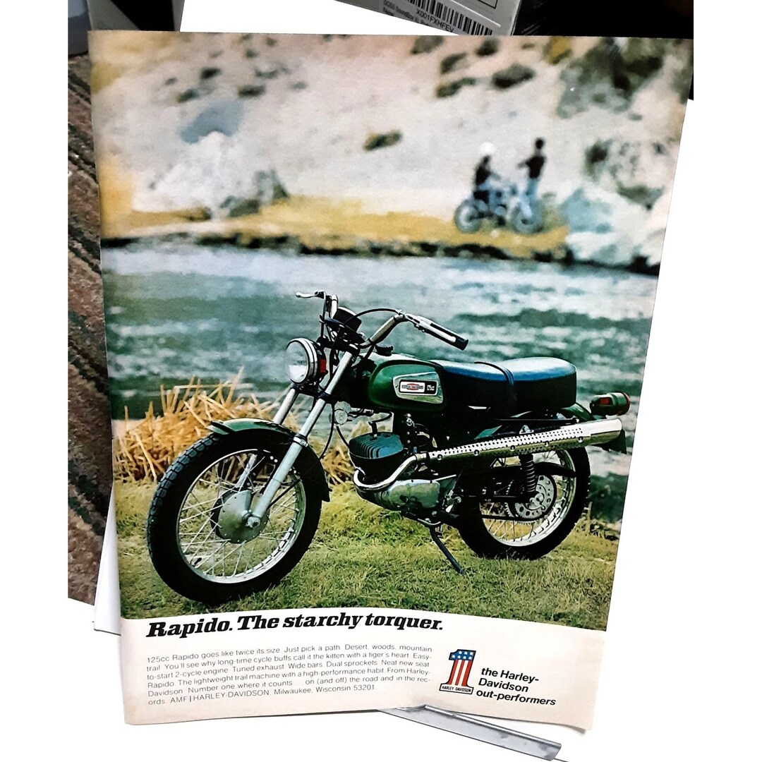 1970 Harley Davidson Rapido Motorcycle Strachy Torquer Vintage Print Ad ...