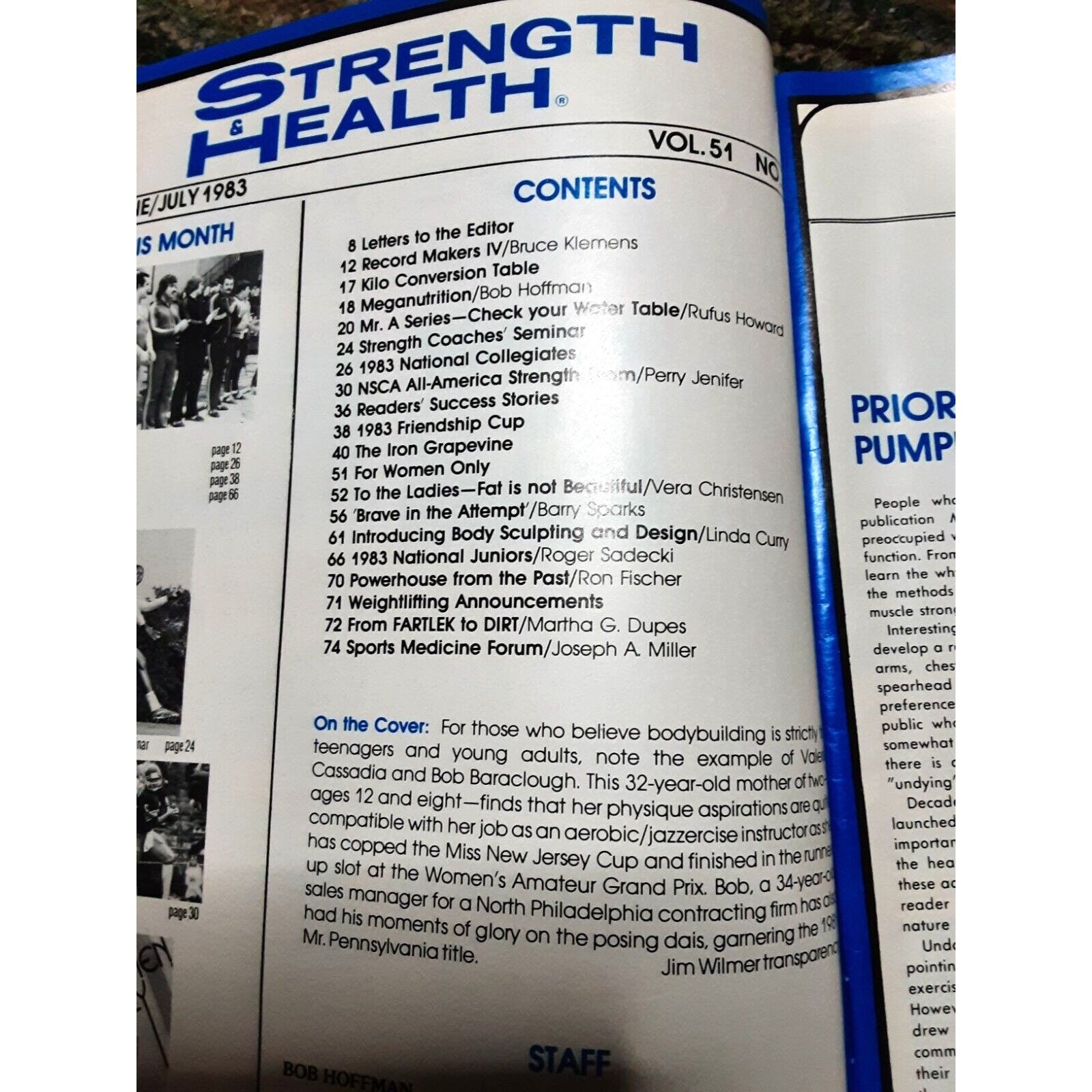 Strength and Health Magazine July 1983 Bob Baraclough Valerie Cassadia ...