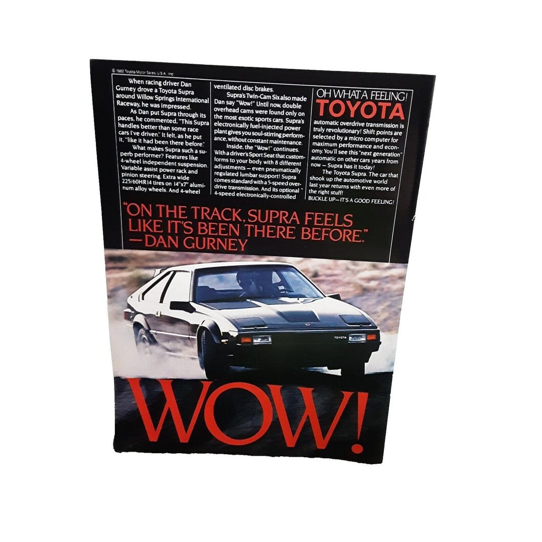 1983 Toyota Supra Car WOW Racer Dan Gurney Original Print Ad - Etsy