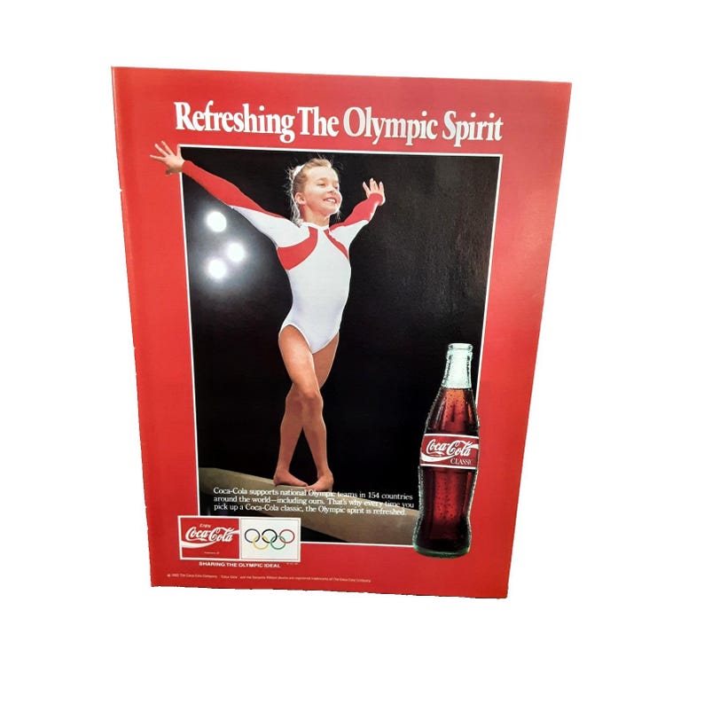1992 Coca-cola Print Ad Olympic Spirit Gymnast Vintage Soda Advertising ...