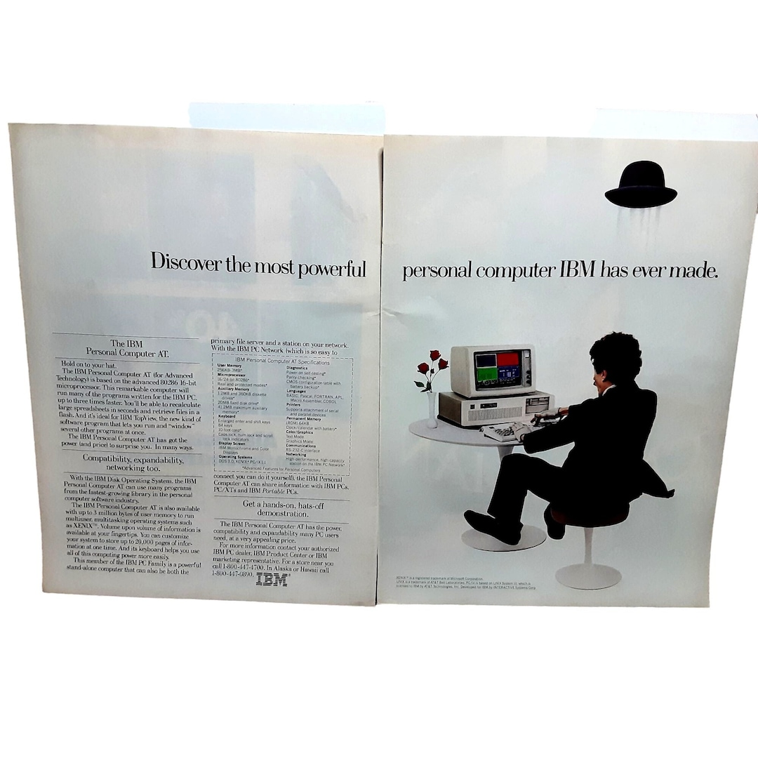 1985 IBM Personal Computer AT 2 Page Original Print Ad - Etsy