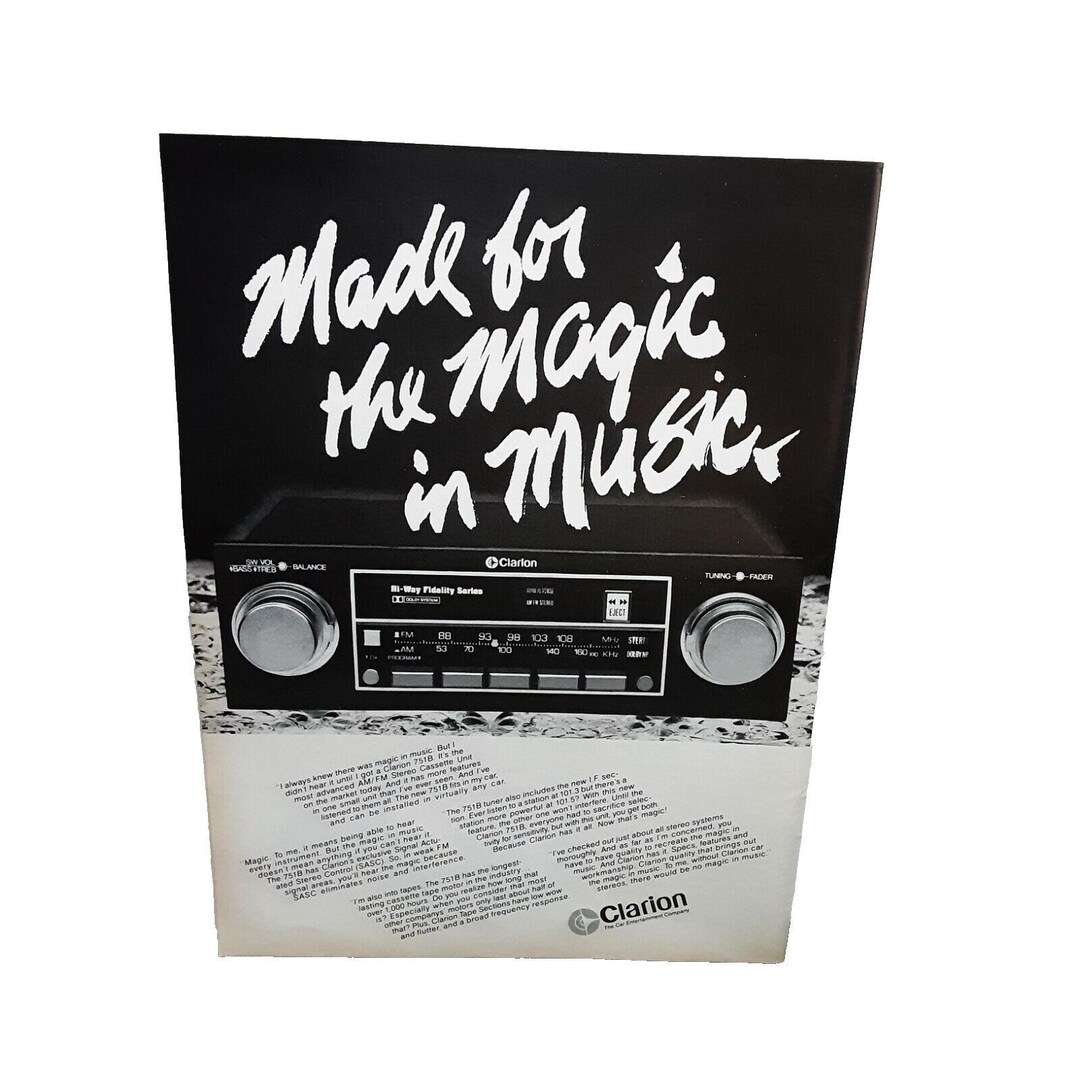 1980 Clarion Car Stereo Magic in Music Original Print Ad Vintage 80s - Etsy