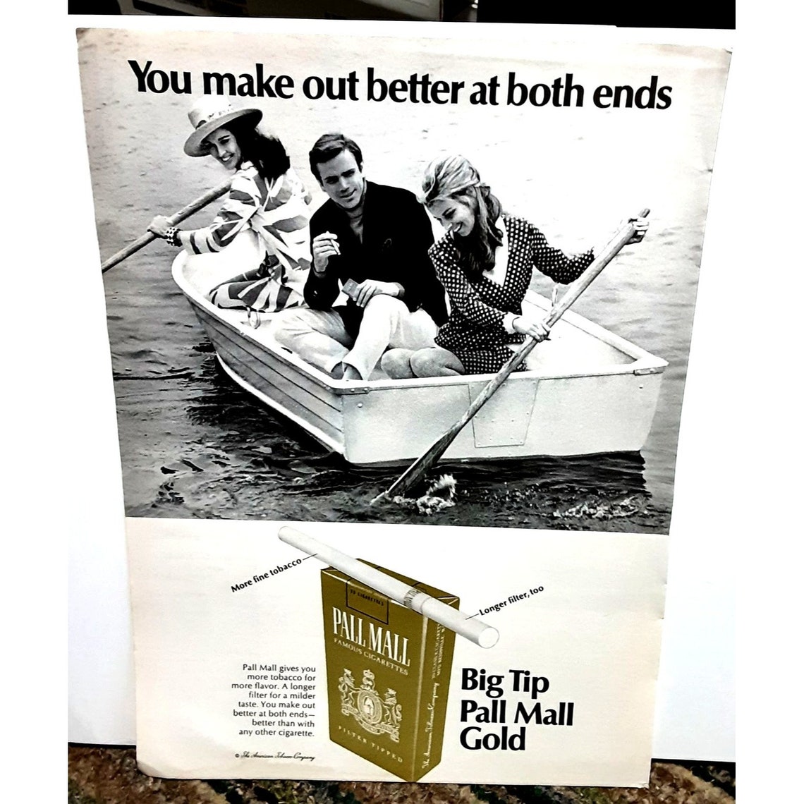 Vintage Pall Mall Cigarettes Rowboat Women Man 1968 Original - Etsy