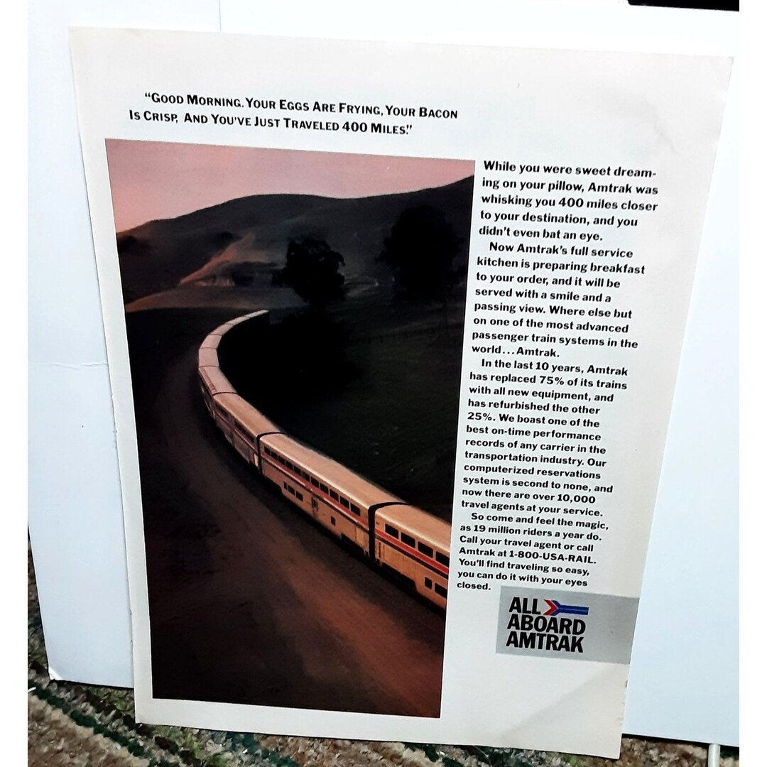 1985 Amtrak All Aboard Train Original Print Ad - Etsy