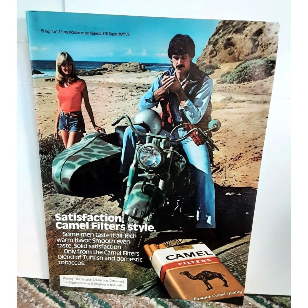 1980 Camel Cigarettes Man Motorcycle With Side Car Original Print Ad ...