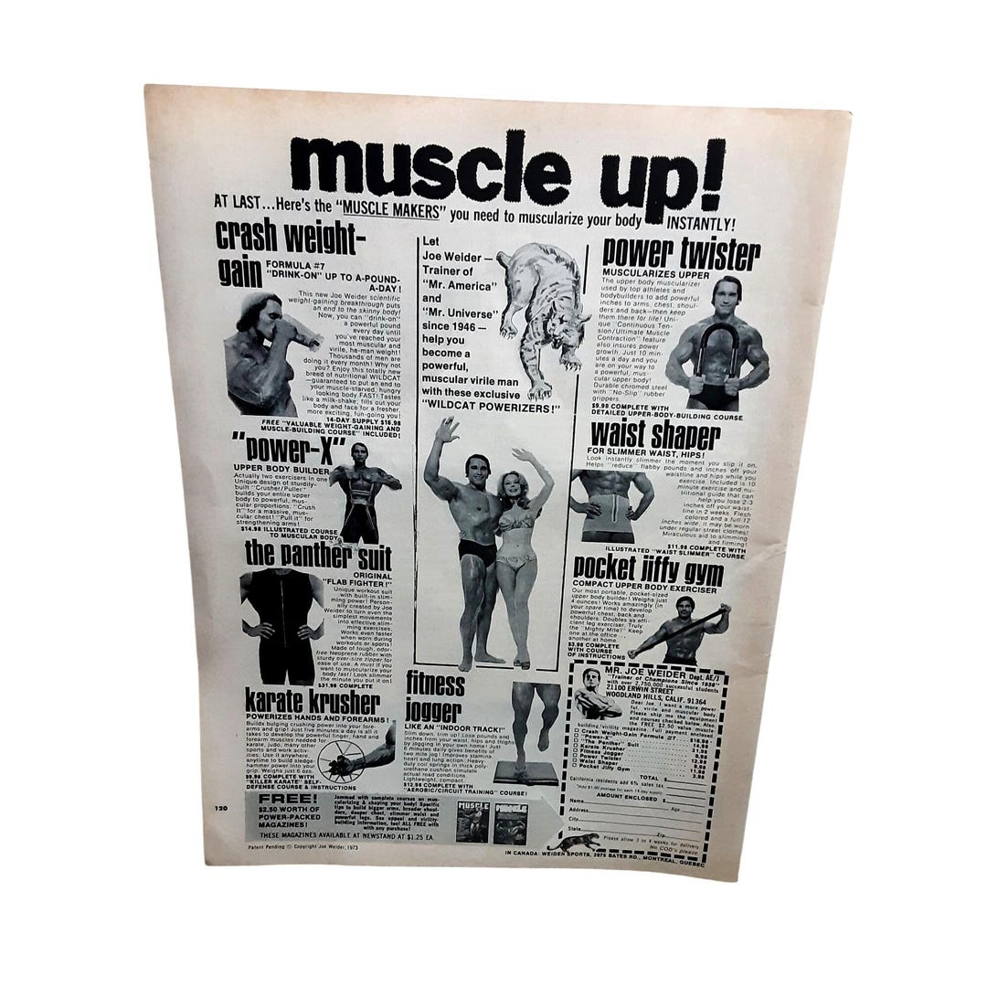 1975 Arnold Schwarzenegger Joe Weider Bodybuilding Vintage Print Ad ...