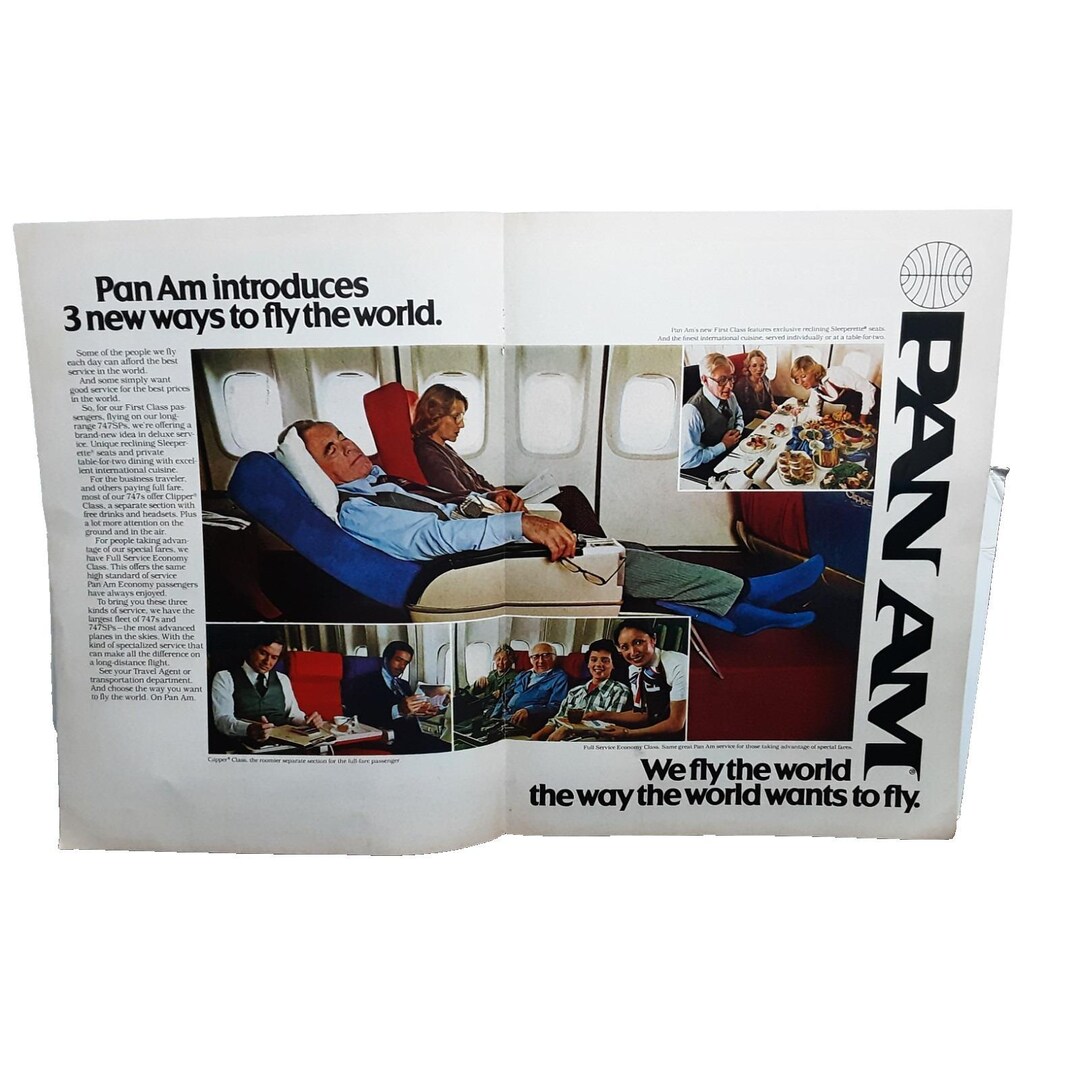 1979 Pan Am Print Ad Airline Flying Luxury 747 Jets Vintage Magazine Ad ...
