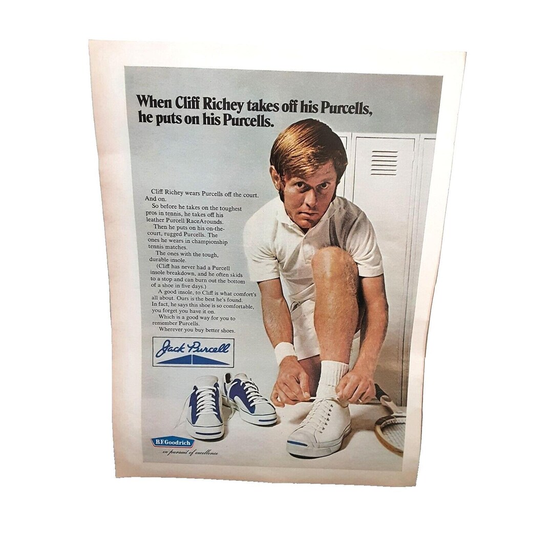 1972 Jack Purcell Shoes Cliff Richey Pro Tennis Player Original Print ...