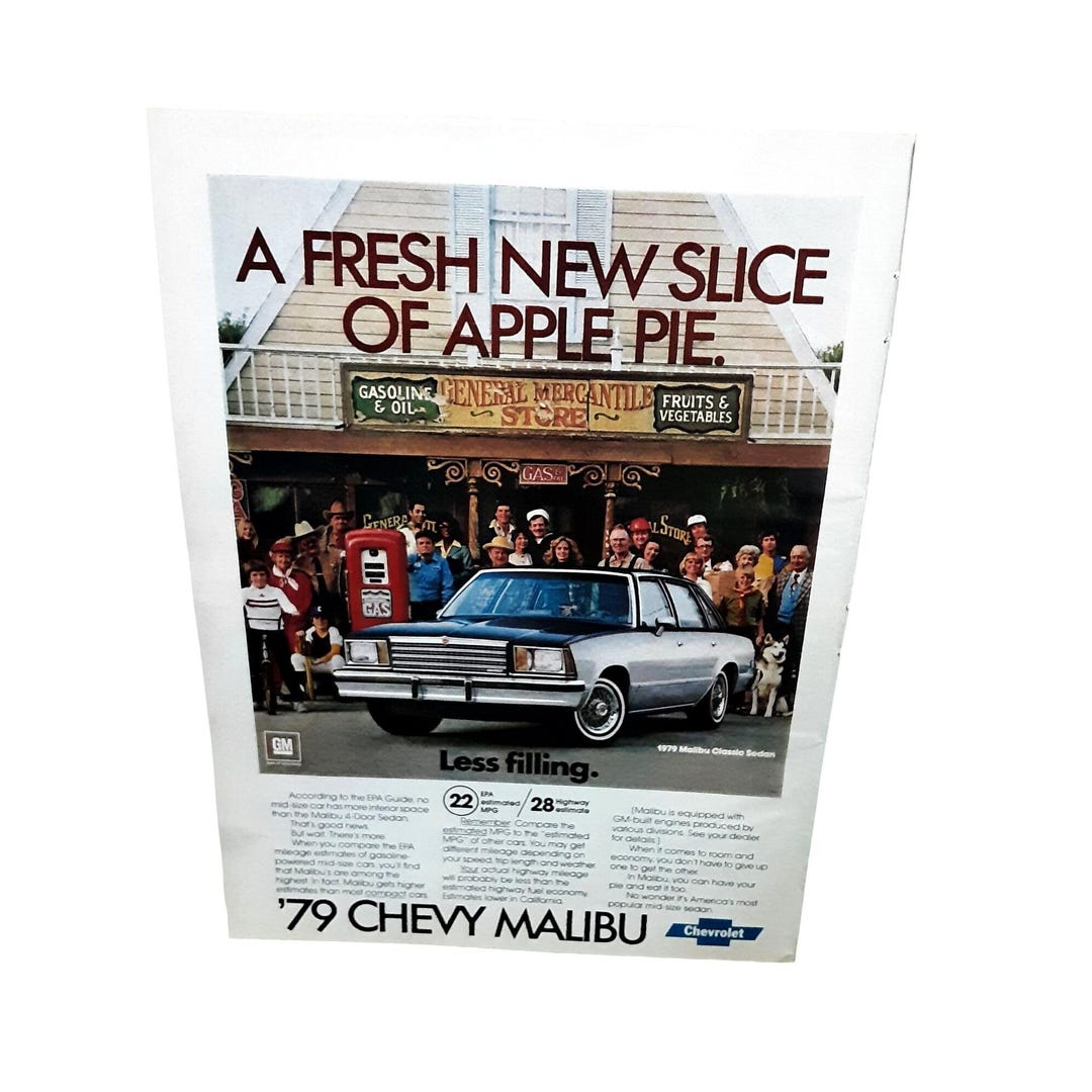 1979 Chevy Malibu Car Fresh New Slice of Apple Pie Original Print Ad ...