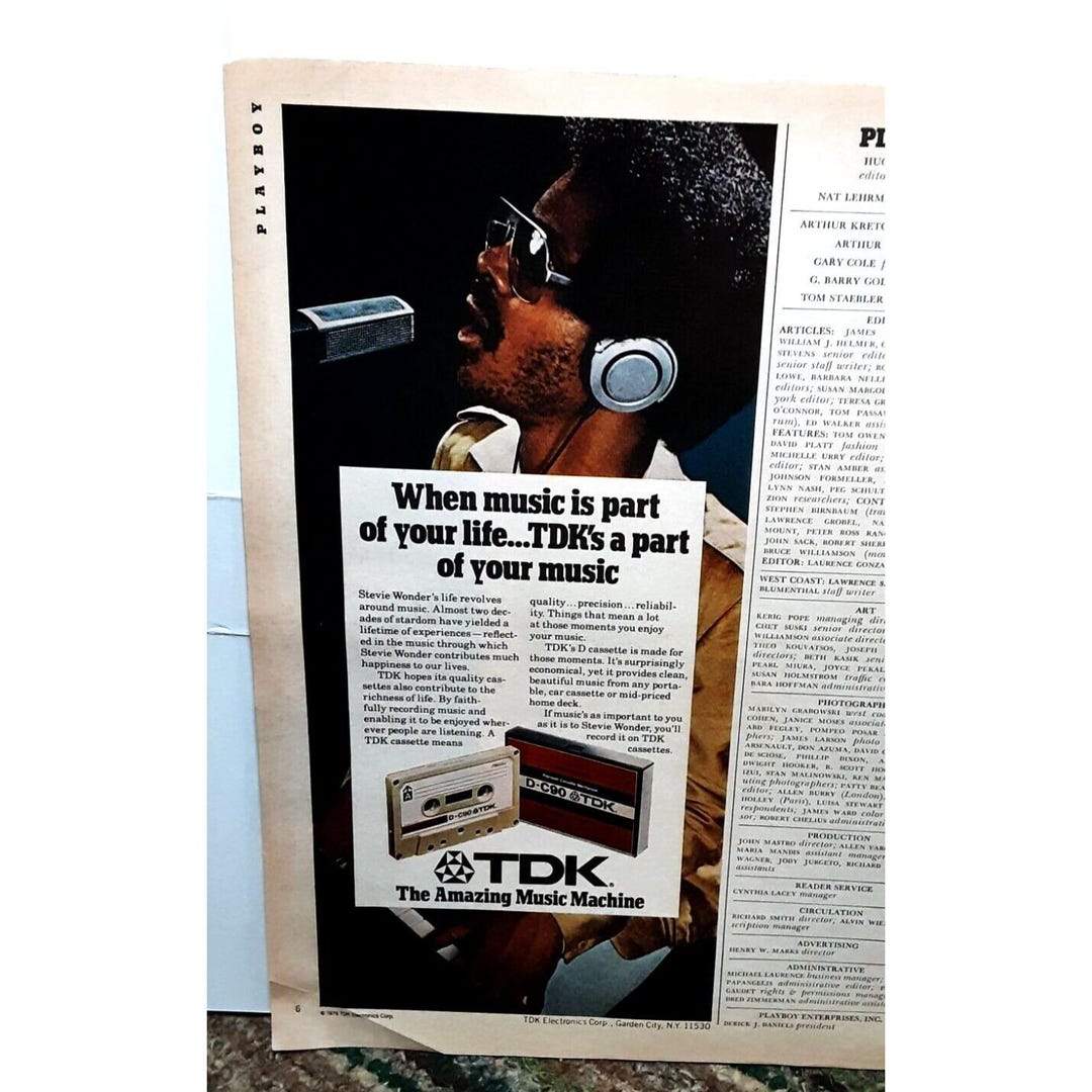 1980 Stevie Wonder TDK Music Machine Cassettes Original Print Ad 80s ...