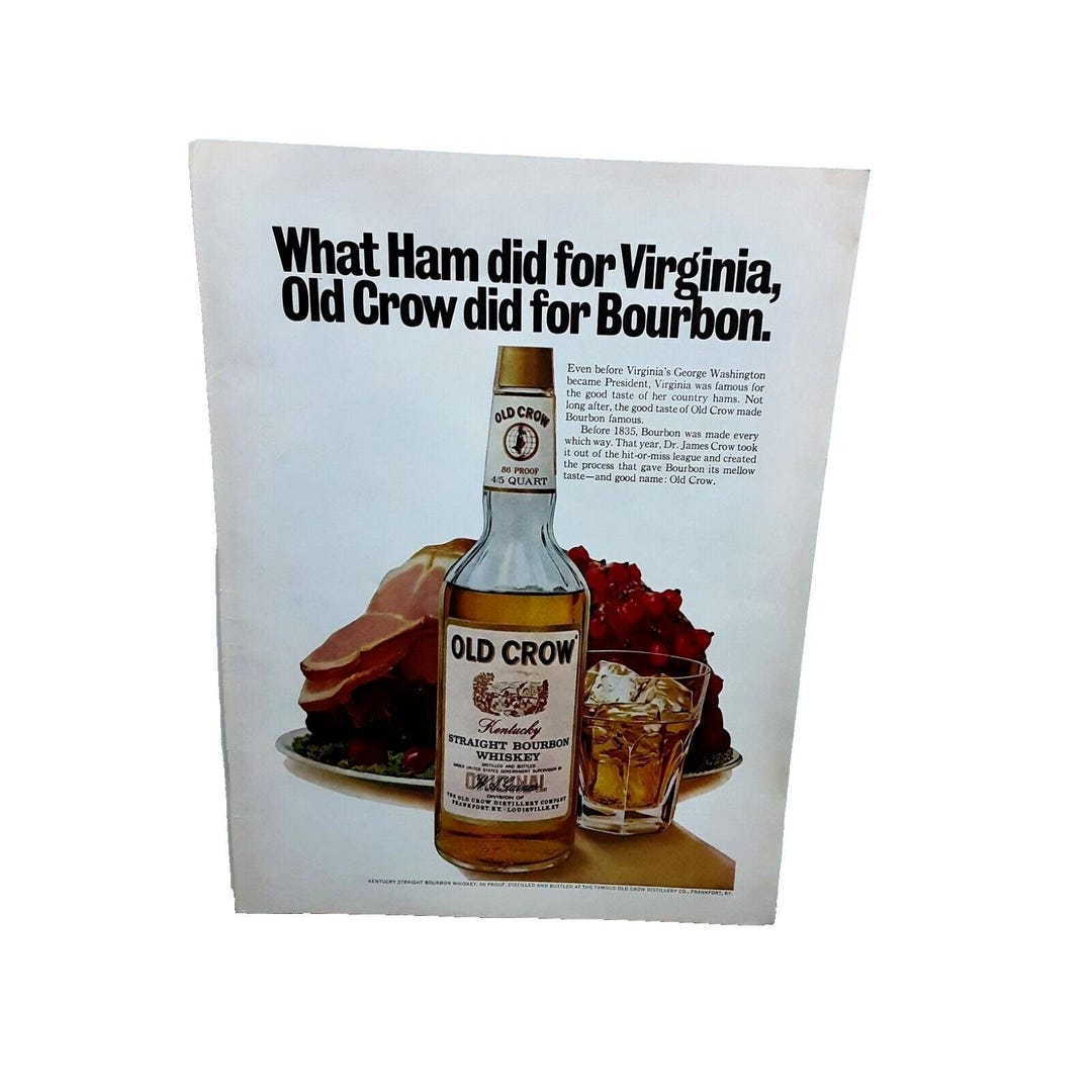 1972 Old Crow Bourbon Whiskey Virginia Ham Original Print Ad 70s - Etsy