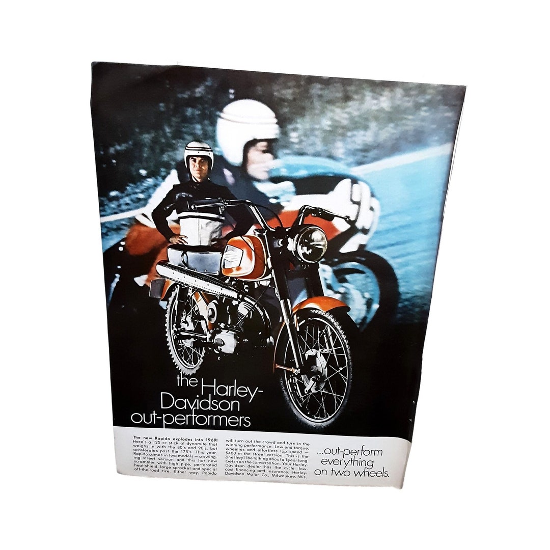 1968 Harley Davidson Rapido Motorcycle for 1969 Original Print Ad 60s ...