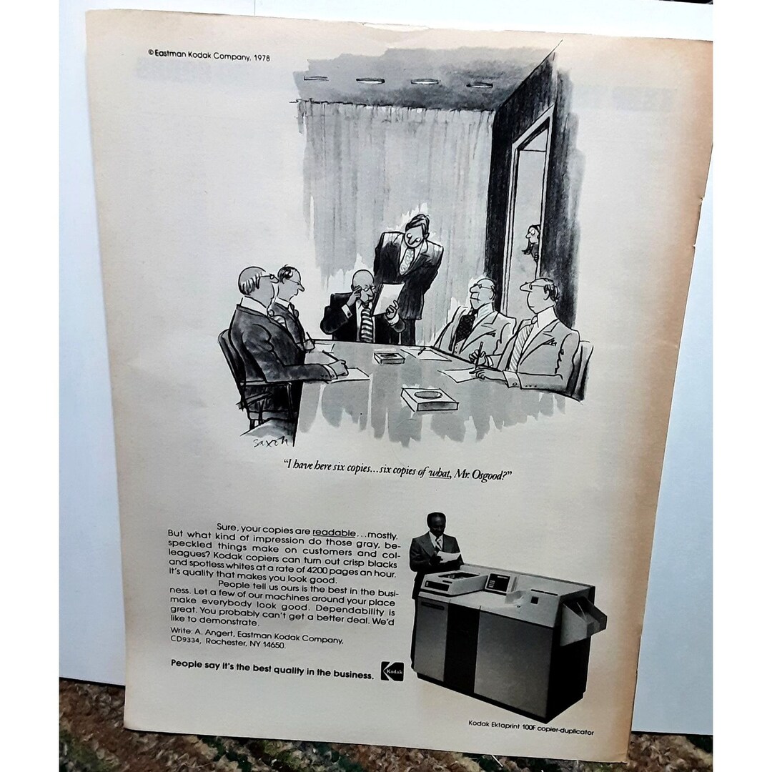 1979 Kodak Ektaprint 100F Copier Machine Vintage Print Ad 70s Original ...