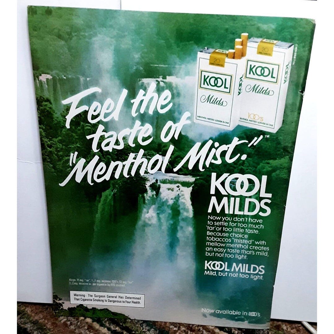 1979 Kool Cigarettes Feel the Taste Menthol Mist Waterfall Original ...