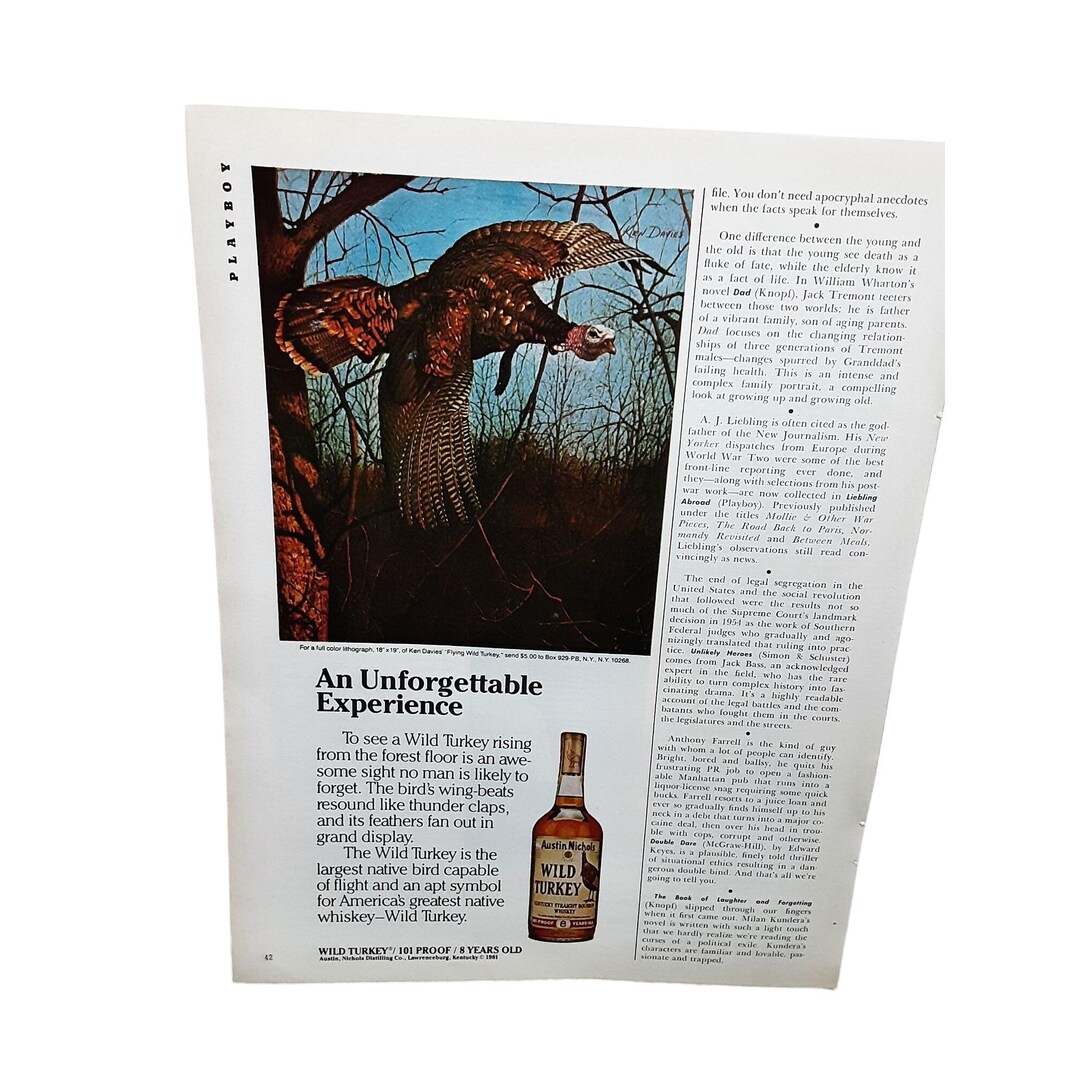 1981 Wild Turkey Whisky Unforgettable Original Print Ad - Etsy