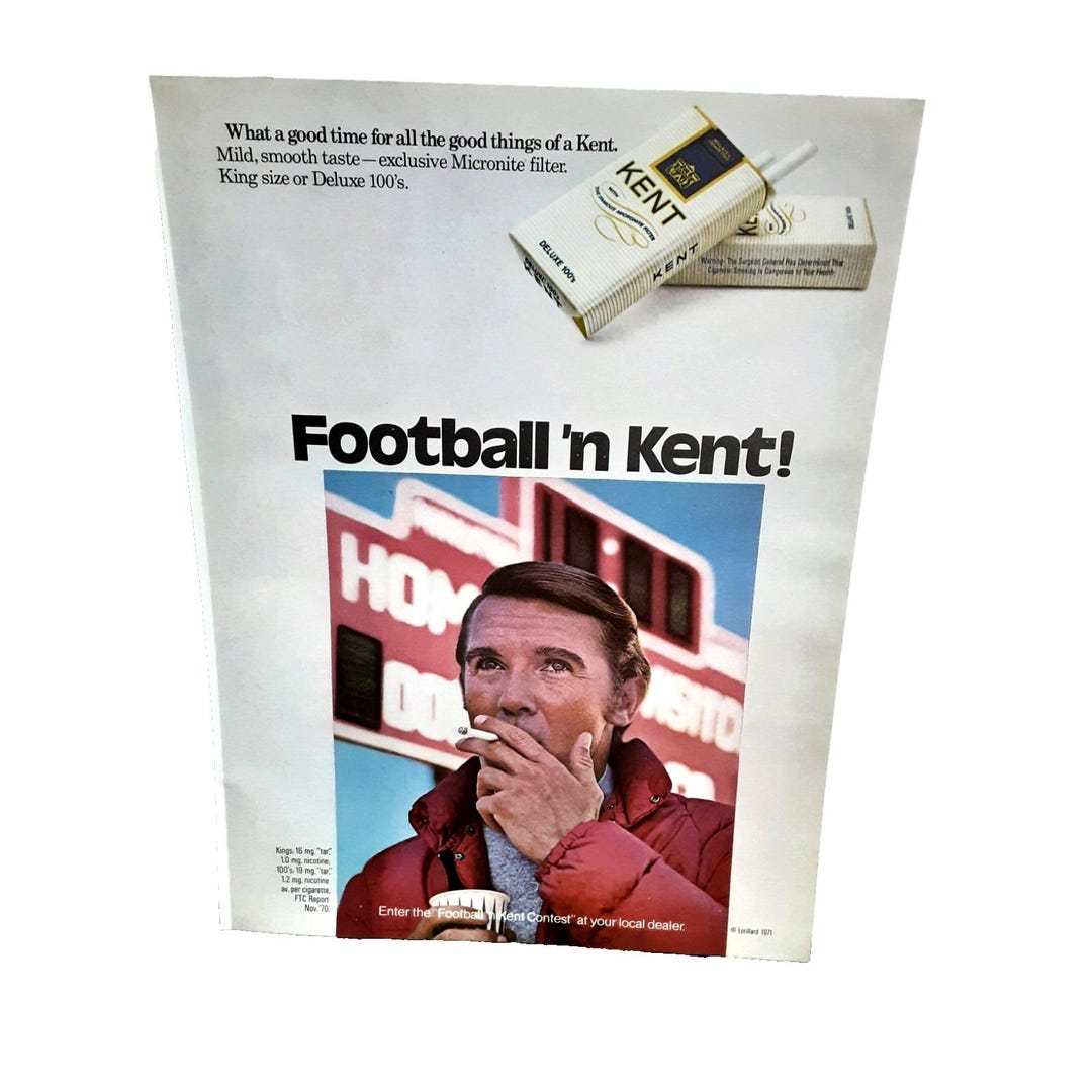 1971 Kent Cigarettes Football N Kent Ad Vintage NFL Program Print - Etsy