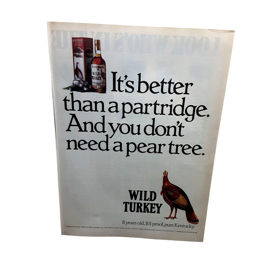 1986 Wild Turkey Bourbon Whiskey Vintage Advertising Print Ad 101 Proof ...