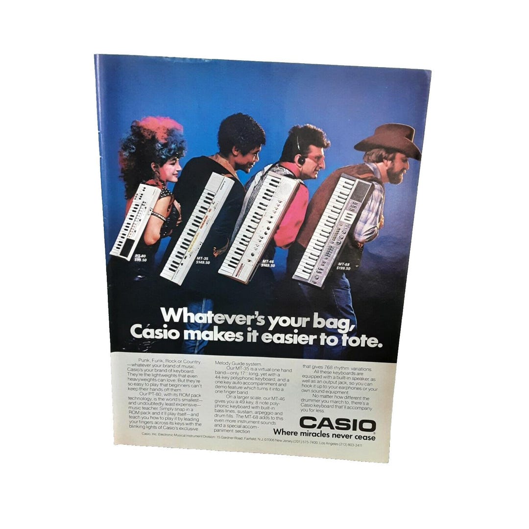 1984 Casio PT80 Music Keyboard Original Print Ad Vintage 80s - Etsy