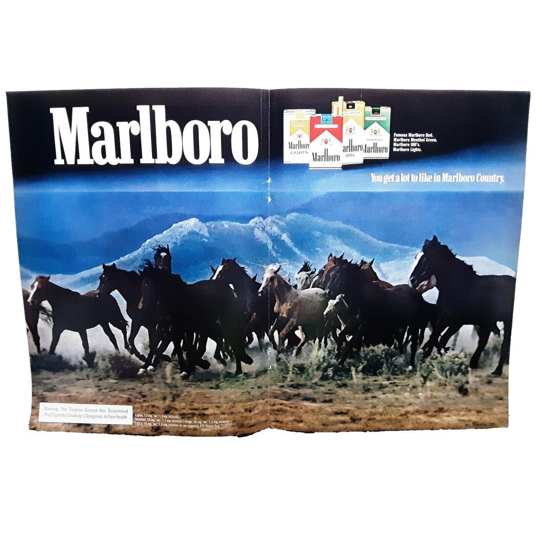 1973 Marlboro Cigarettes Country All Horses Original Print Ad Vintage ...