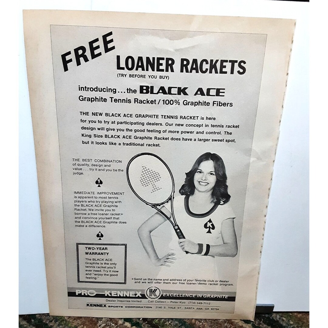 1979 Pro Kennex Black Ace Tennis Racquet Ad - Etsy