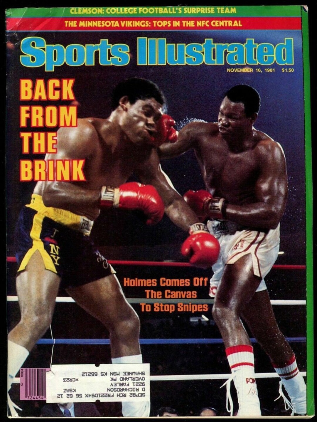 Sports Illustrated November 16 1981 Boxing Larry Holmes Renaldo Snipes ...