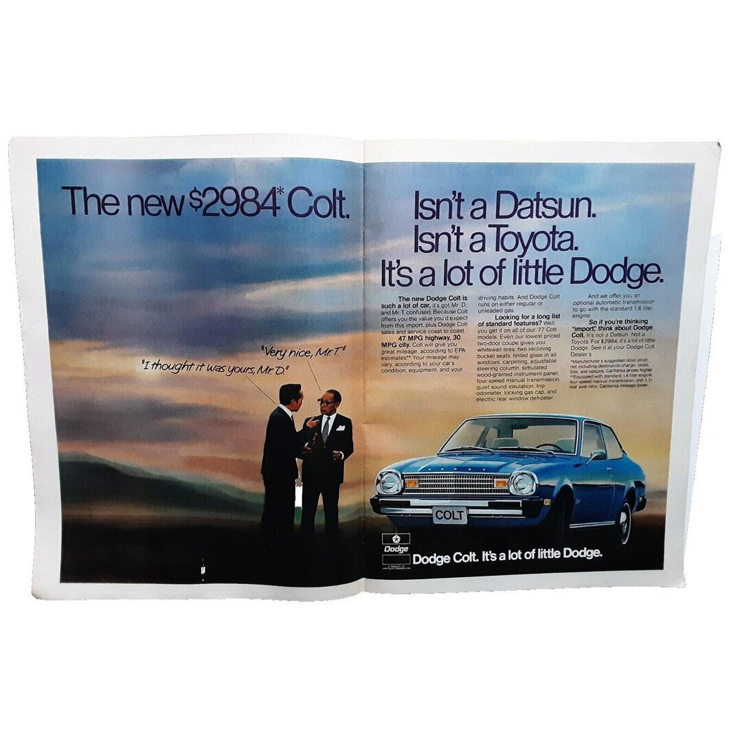 1977 Dodge Colt Blue Color Car Vintage Print Ad 70s - Etsy