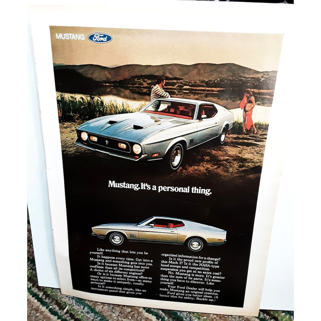 1971 Ford Mustang Mach 1 With Nasa Type Hood Scoops Original Print Ad ...