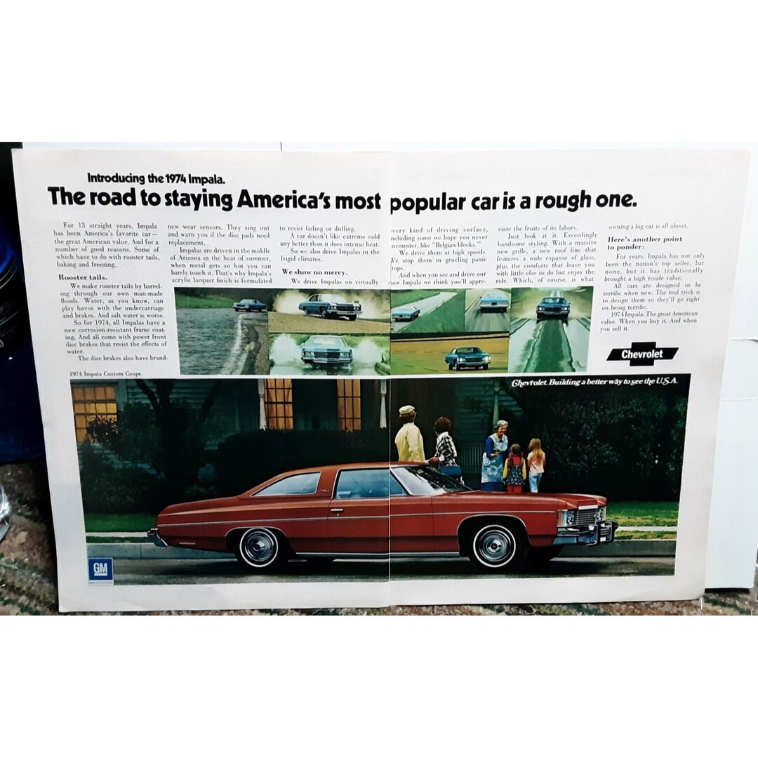 1973 Chevy Impala 1974 Model 2 Page Original Print Ad 70s - Etsy